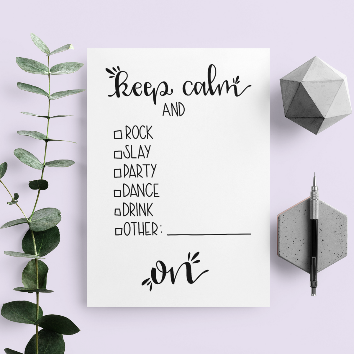 "Keep Calm and..." Checklist - Greeting Card– Black Cat Bazaar